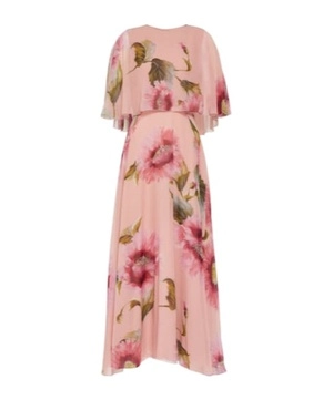 Giambattista Valli Caped Floral Silk Georgette Gown - Pink