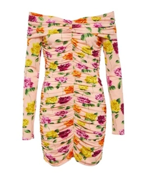 Magda Butrym Ruched Off-shoulder Floral Minidress - Nude