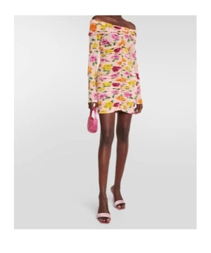 Magda Butrym Ruched Off-shoulder Floral Minidress