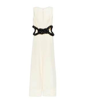 JIL SANDER Knotted Cutout Crêpe Gown - White