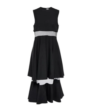 Comme Des Garçons Mesh-trimmed Wool Midi Dress - Black