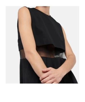Comme Des Garçons Sleeveless Mesh-trimmed Wool Midi Dress