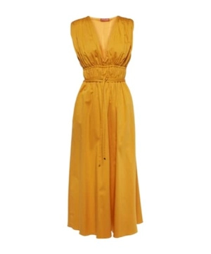Altuzarra Fiona Ruched Cotton-blend Midi Dress - Orange