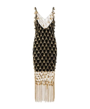 Rabanne Embellished Brass Chain Midi Dress