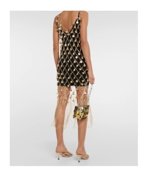 Rabanne Embellished Brass Chain Midi Dress