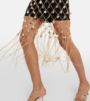 Rabanne Embellished Brass Chain Midi Dress