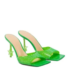 MACHMACH Star Crystal-embellished Pvc Mules - Green