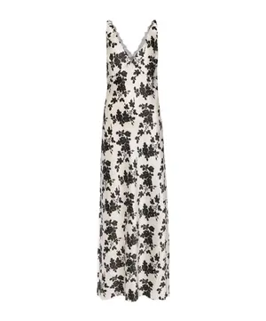 Veronica Beard Hamina Floral Silk Charmeuse Maxi Dress - White