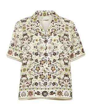 Tory Burch Printed Silk Shirt - Nude