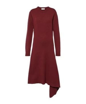 JIL SANDER Asymmetric Wool Midi Dress - Brown