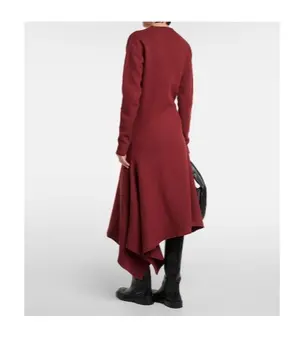 JIL SANDER Asymmetrical Wool Midi Dress - Brown
