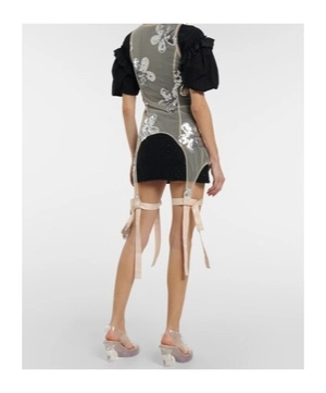 Simone Rocha Sequined Zip-up Tulle Top