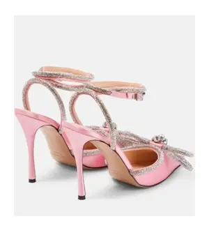 MACHMACH Double Bow 110 Embellished Satin Pumps