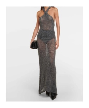 ANN DEMEULEMEESTER Halterneck Alpaca-blend Maxi Dress