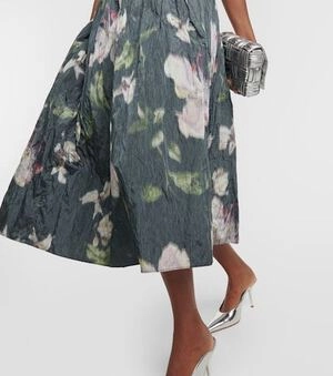 Erdem Floral Taffeta Midi Dress