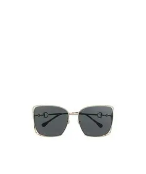 Gucci Horsebit-embellished Oversized Sunglasses - Gray