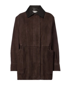 Nour Hammour Grange Leather-trimmed Suede Jacket - Black