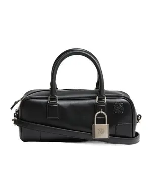 Loewe Cropped Bag In Shiny Calfskin - Black