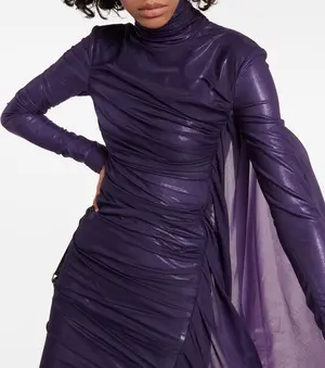 MUGLER Asymmetric Ruffle Chiffon Mini Dress