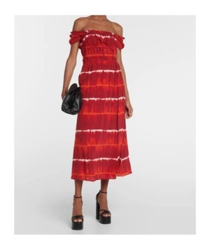 Altuzarra Printed Off-shoulder Silk Midi Dress