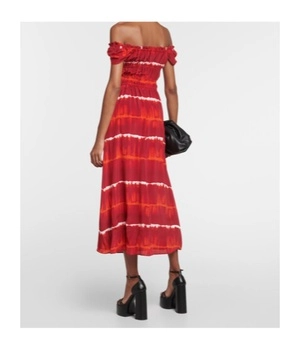 Altuzarra Printed Off-shoulder Silk Midi Dress