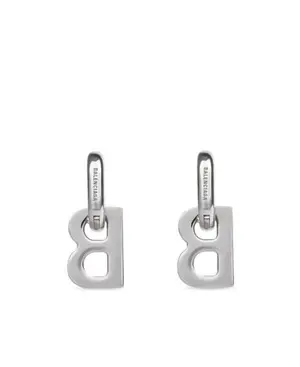 Balenciaga B Chain Xs Earrings In Shiny Silver