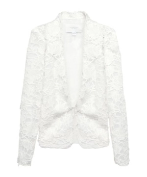 Giambattista Valli Single-breasted Fringed Lace Jacket - White