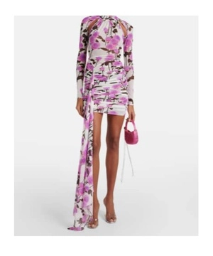 David Koma Floral Ruched Mini Dress