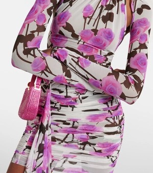 David Koma Floral Ruched Mini Dress