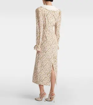 Alessandra Rich Floral Silk Midi Dress
