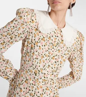 Alessandra Rich Floral Silk Midi Dress