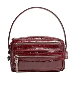 Acne Studios Crocodile Embossed Shoulder Bag - Red