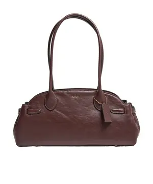 COACH Empire Carryall 34 Glazed Leather Shoulder Bag - Red