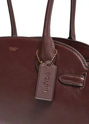 COACH Empire Carryall 34 Glazed Leather Shoulder Bag - Red