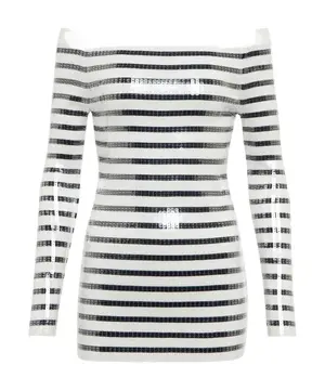JEAN PAUL GAULTIER Sequined Striped Sweater Minidress