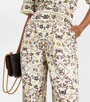 Tory Burch Printed Silk Wide-leg Pants