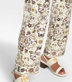 Tory Burch Printed Silk Wide-leg Pants