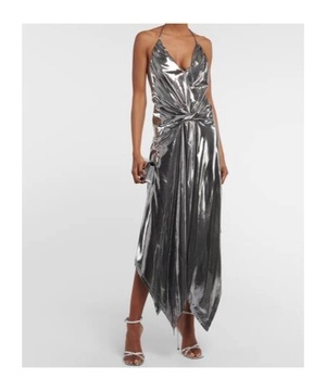 Alexandre Vauthier Halterneck Metallic Midi Dress