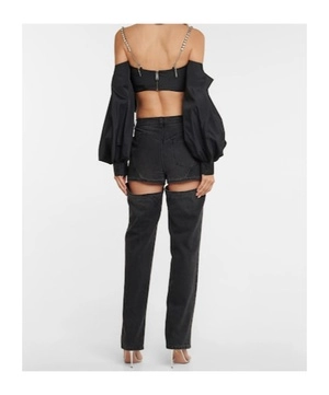 AREA Embellished Off-shoulder Taffeta Top