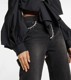 AREA Embellished Off-shoulder Taffeta Top