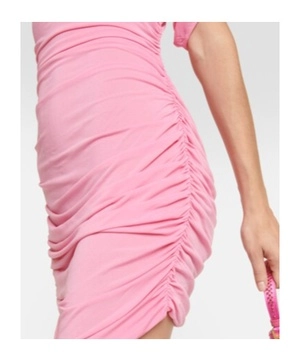 Magda Butrym Rose-appliqué Ruched Jersey Mini Dress