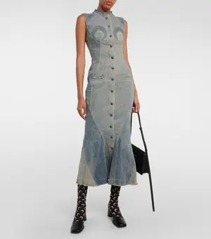 MARINE SERRE All Over Moon Denim Maxi Dress
