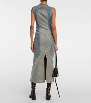 MARINE SERRE All Over Moon Denim Maxi Dress