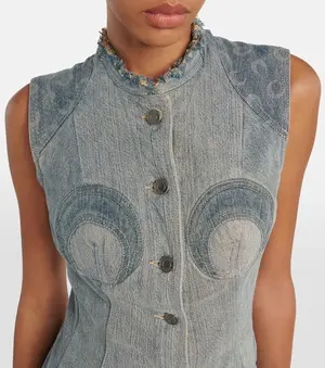 MARINE SERRE All Over Moon Denim Maxi Dress
