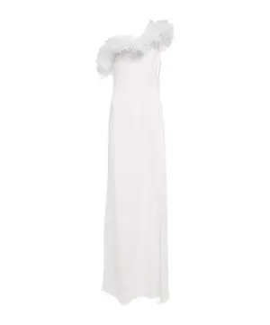 Giambattista Valli Tulle-trimmed Asymmetric Gown - White