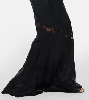 Alessandra Rich Lace-embroidered Faux Leather Maxi Dress