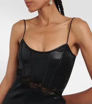 Alessandra Rich Lace-embroidered Faux Leather Maxi Dress