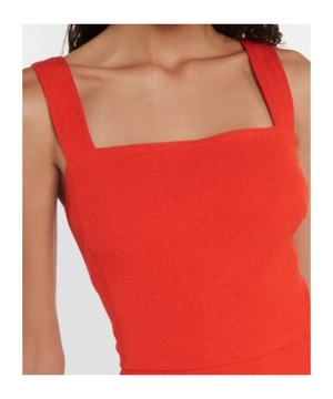 Tory Burch Square Neck Stretch Faille Midi Dress