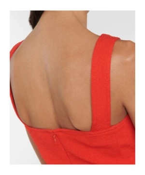 Tory Burch Square Neck Stretch Faille Midi Dress