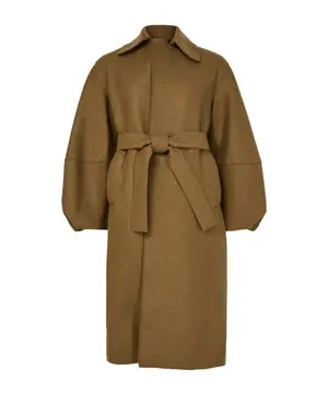 Harris Wharf London Puff-sleeved Belted Coat - Brown